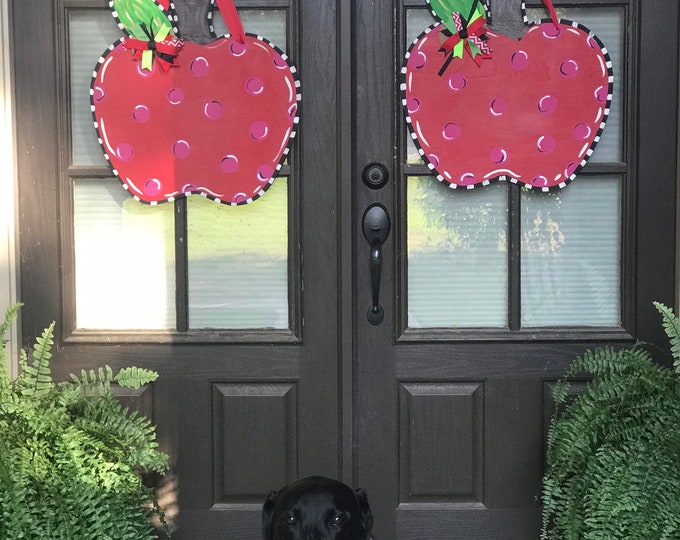 Apple Door Hanger Back to School Teacher Sign - Etsy