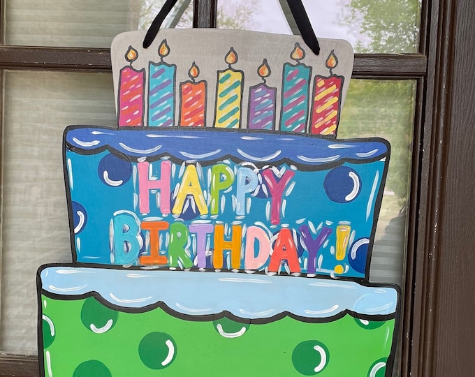 Custom Birthday Cake Door Hanger - Etsy