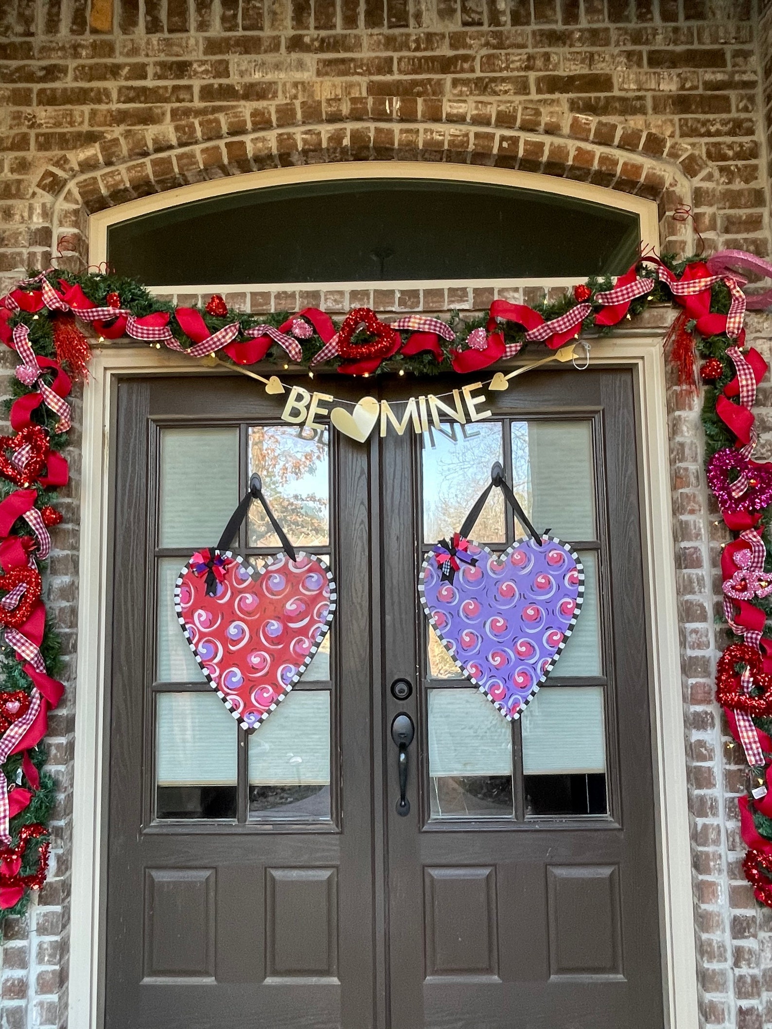 Purple and Pink Polka Dot Heart Door Hanger, Valentine Door Hanger ...