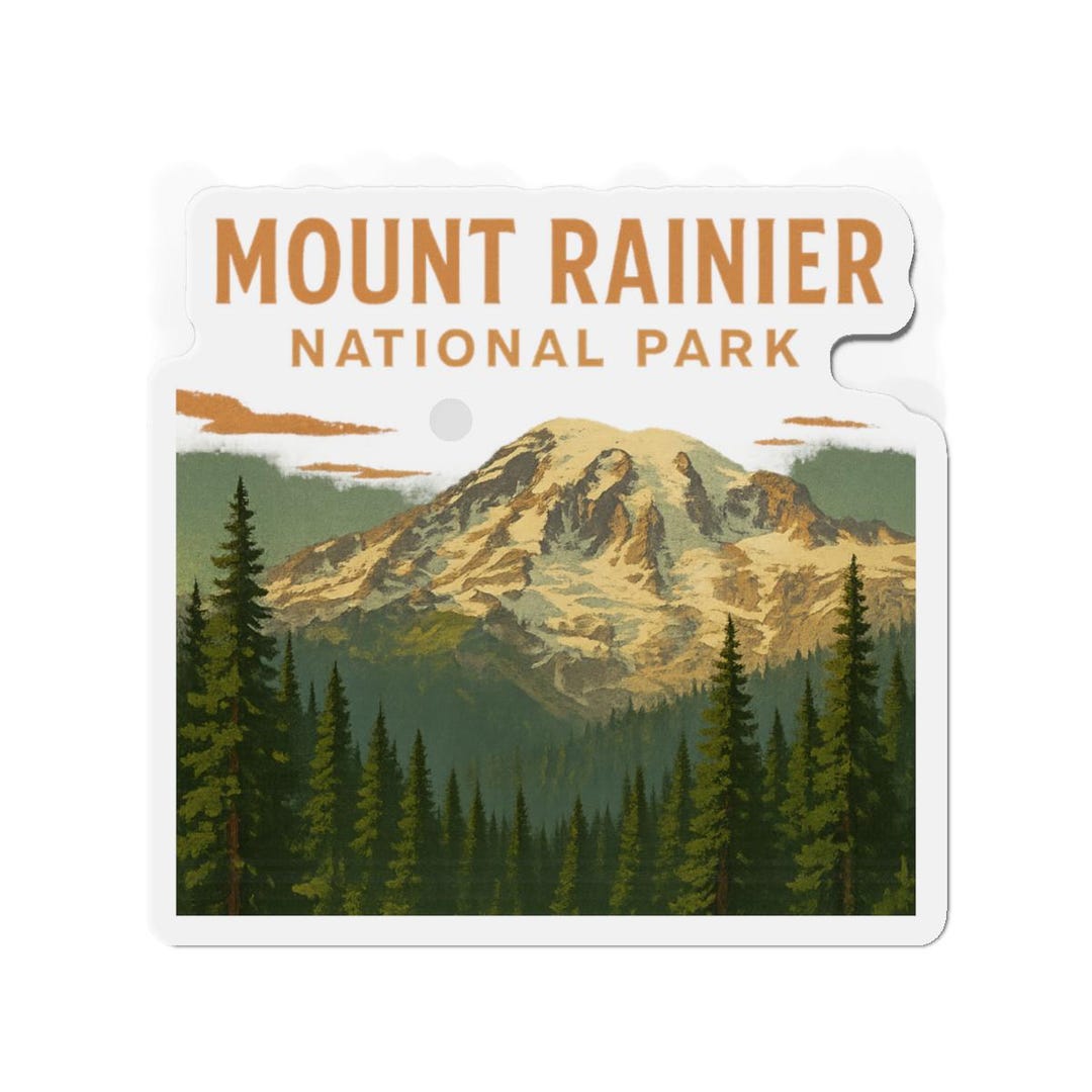 Mount Rainier National Park Die-cut Magnets, Vintage Travel Art ...