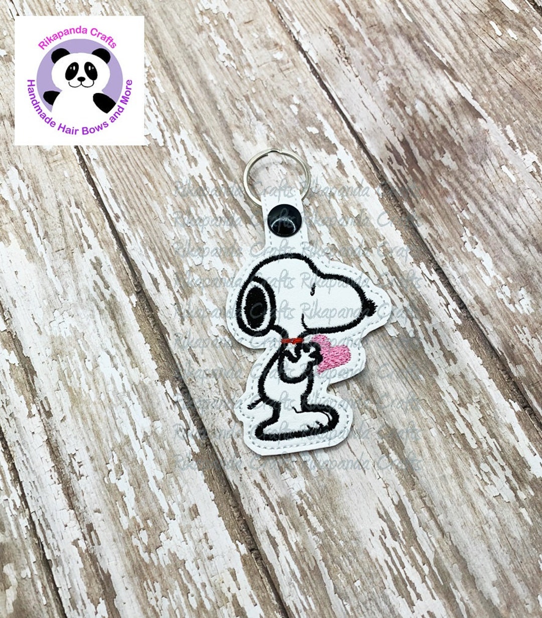 Peanuts Snoopy Heart Embroidered Key Fob - Etsy