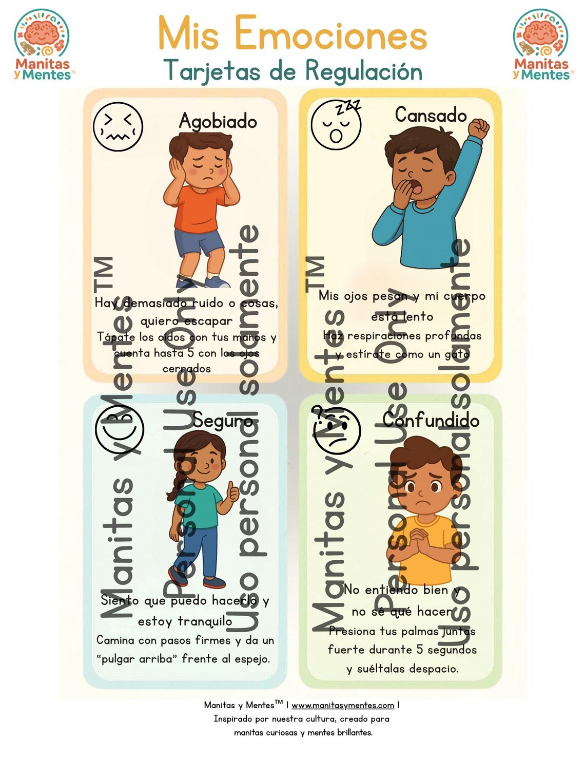 My Emotions – Regulation Cards (spanish Edition) - Etsy