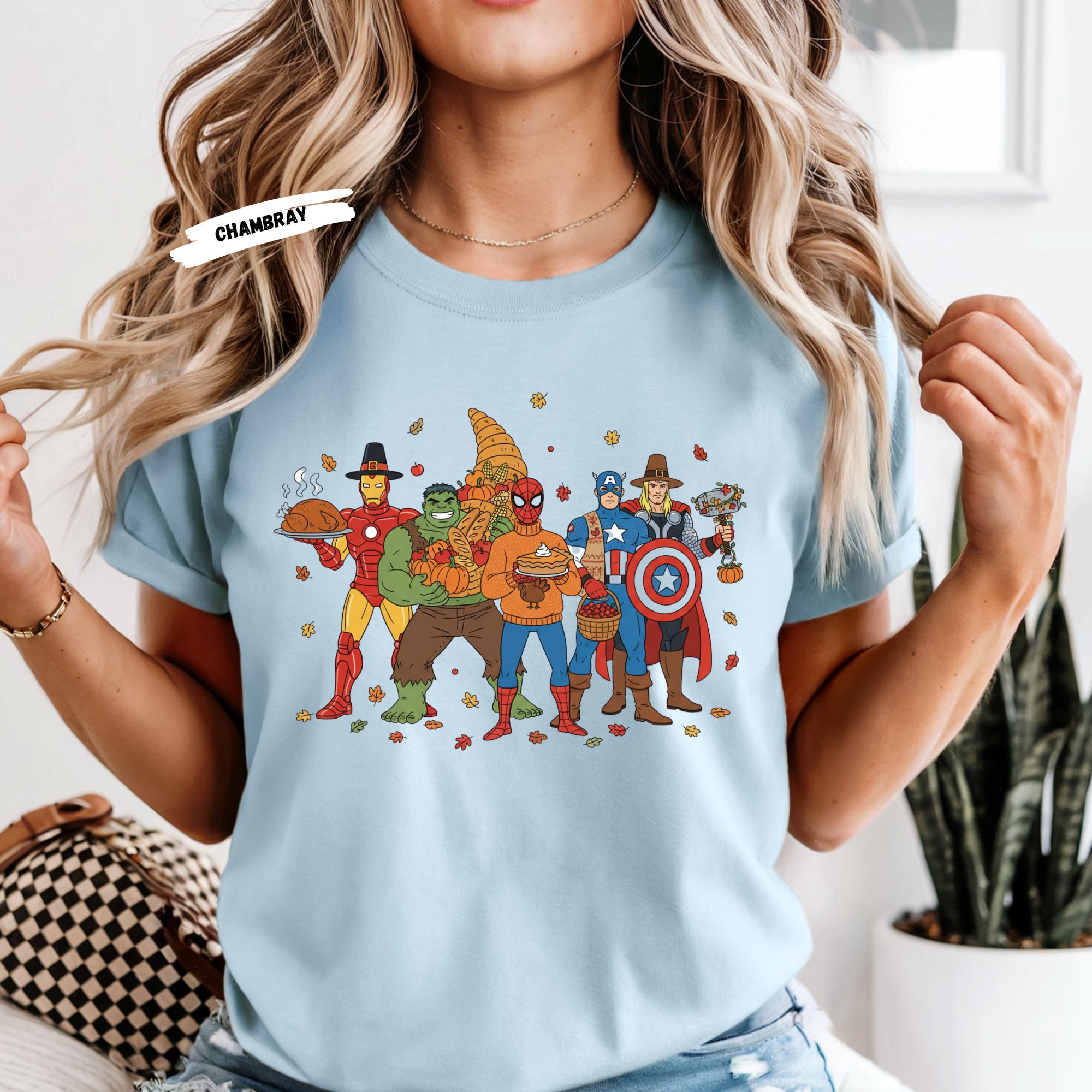 Comfort Colors Thanksgiving Superhero Sweatshirt, Funny Marvel Fall ...