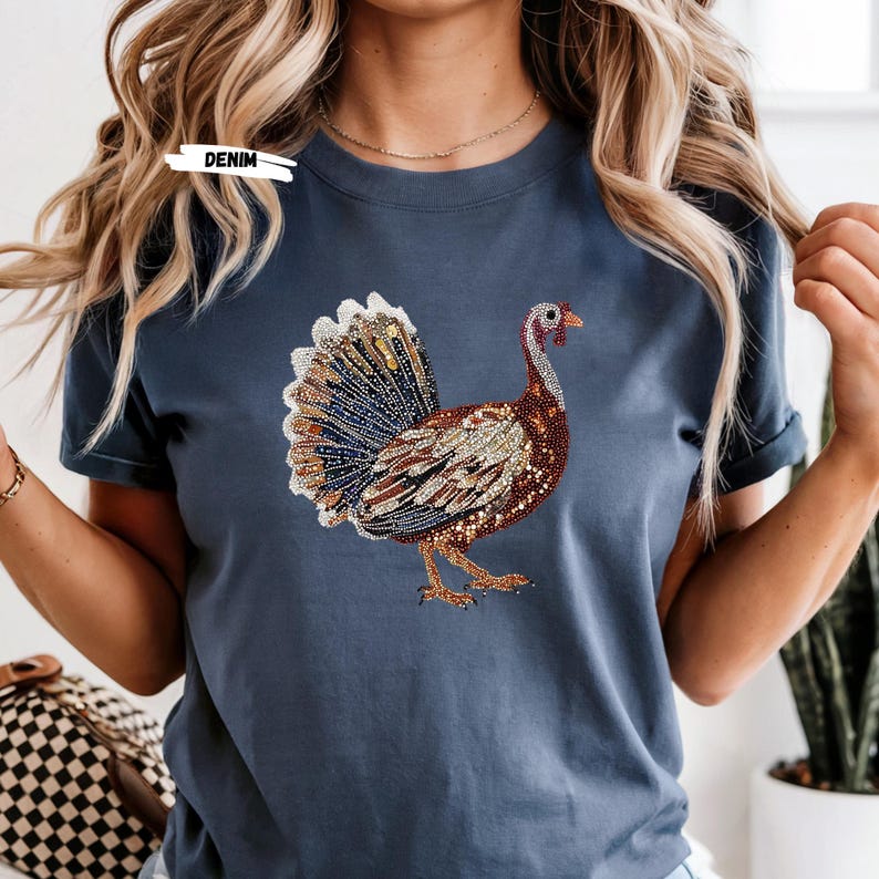 Comfort Colors Turkey Shirt, Rhinestone Look Thanksgiving Tee - Etsy