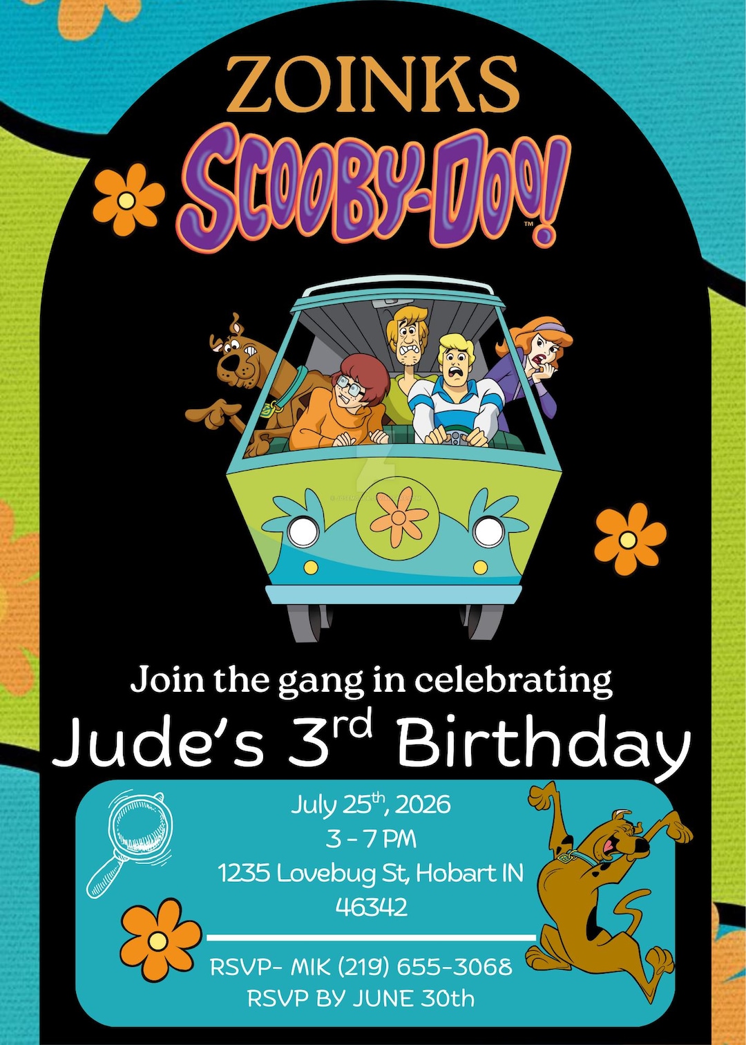 Scooby Doo Birthday Invite Personalized PNG Download - Etsy