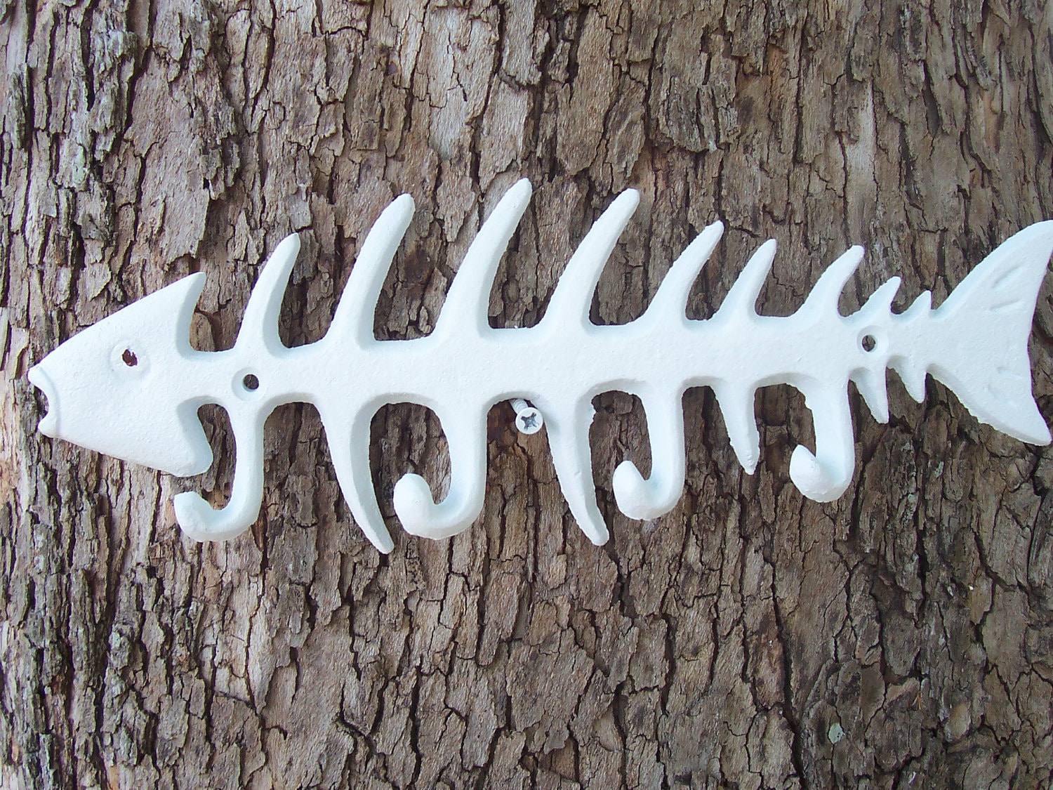 Cast Iron Fish Skeleton Hanger Rustic White - Etsy Israel