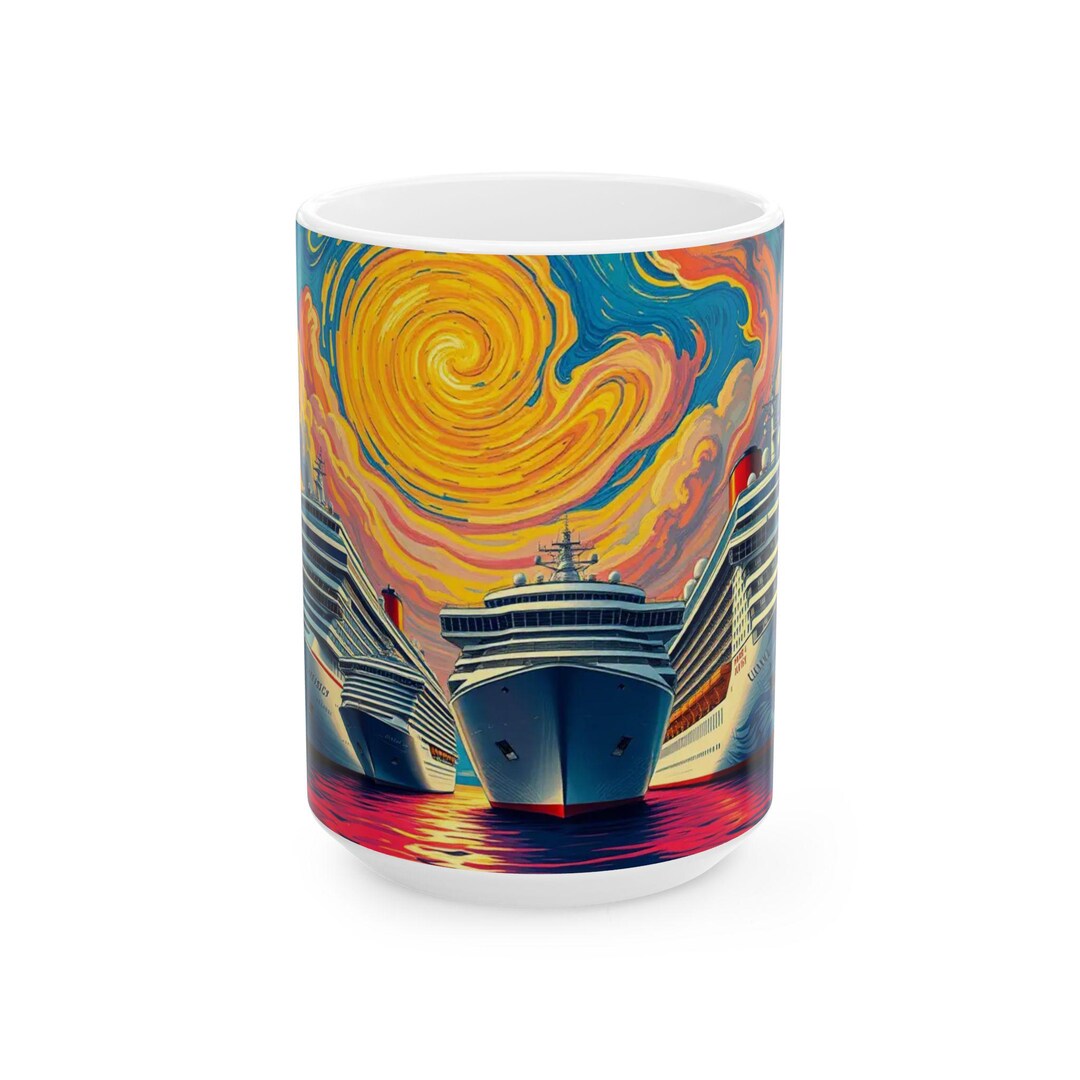 Cruise Ship Coffee Mug: Van Gogh Style Nautical Design, 15 Oz - Etsy