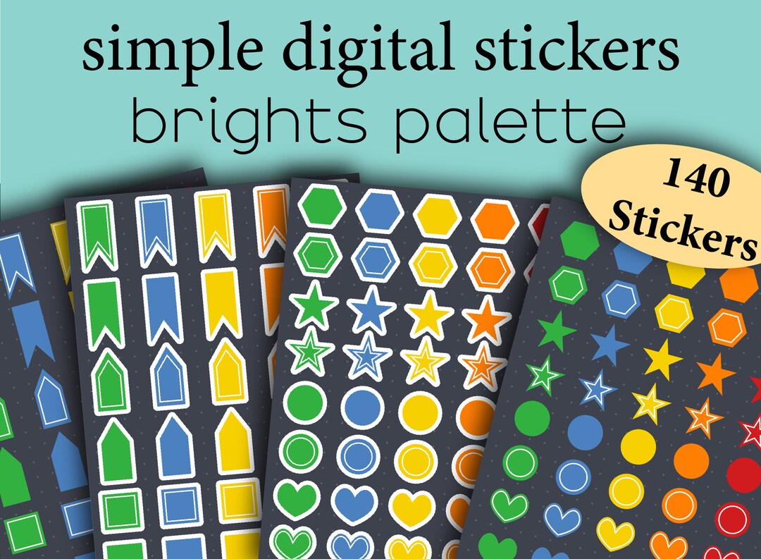 Simple Digital Planner Sticker Set | Brights Palette - Etsy