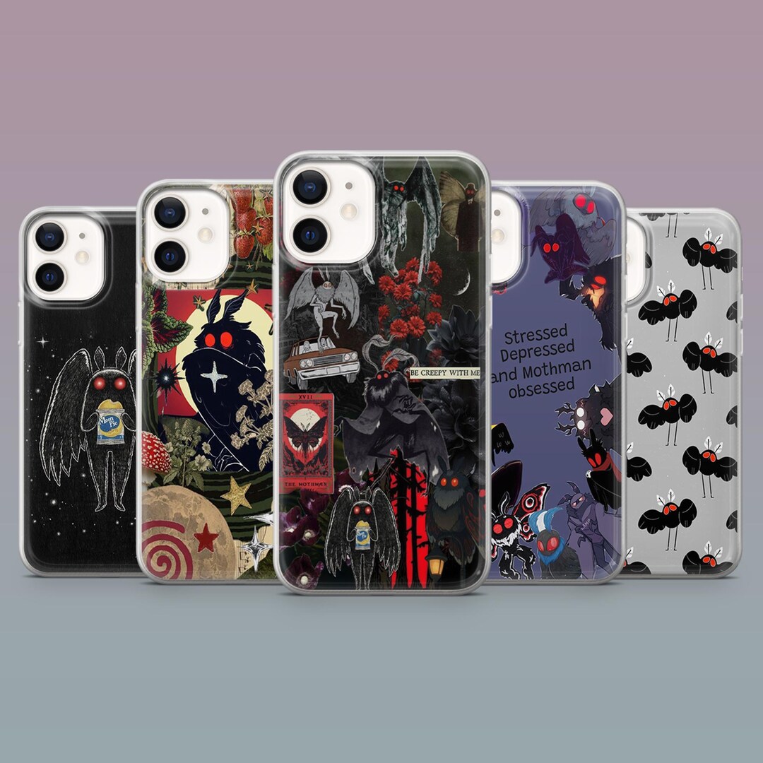 Mothman Phone Case Horror Cryptid Gothic Bird Cover for iPhone 16,15,14 ...
