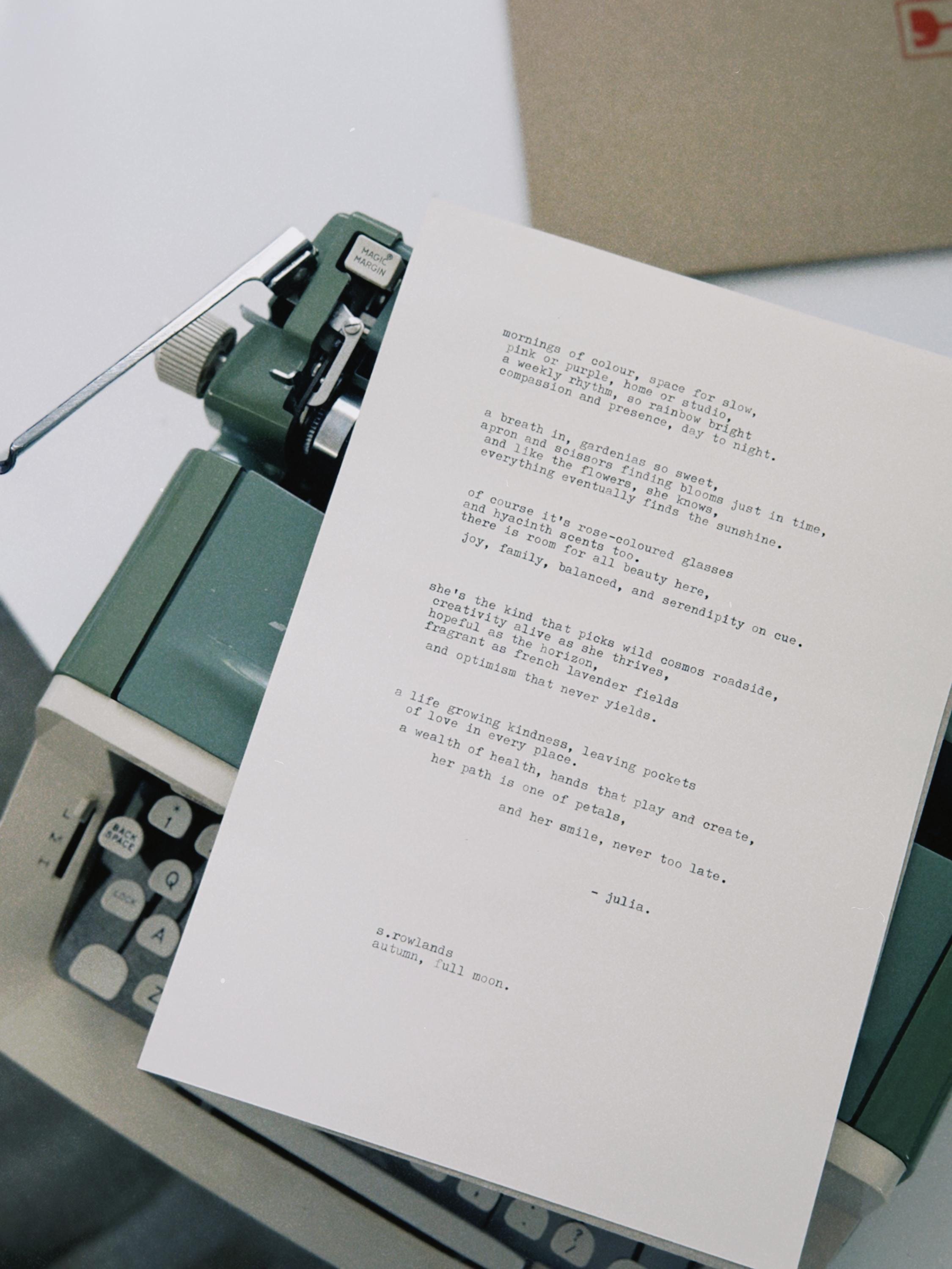 Personalised Custom Typewritten Poem or Prose A4 A5 Paper Commission ...