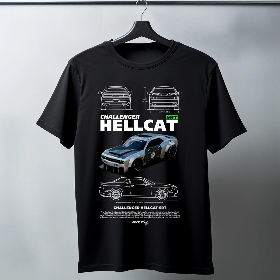 Dodge Challenger SRT Hellcat Tee Shirt - Etsy