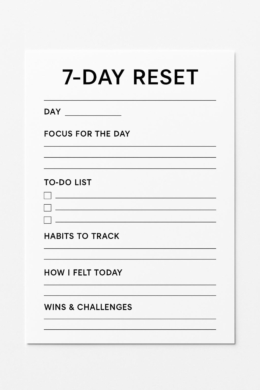 The Calm Chaos 7-day ADHD Reset Planner | Printable Daily Mental Health ...