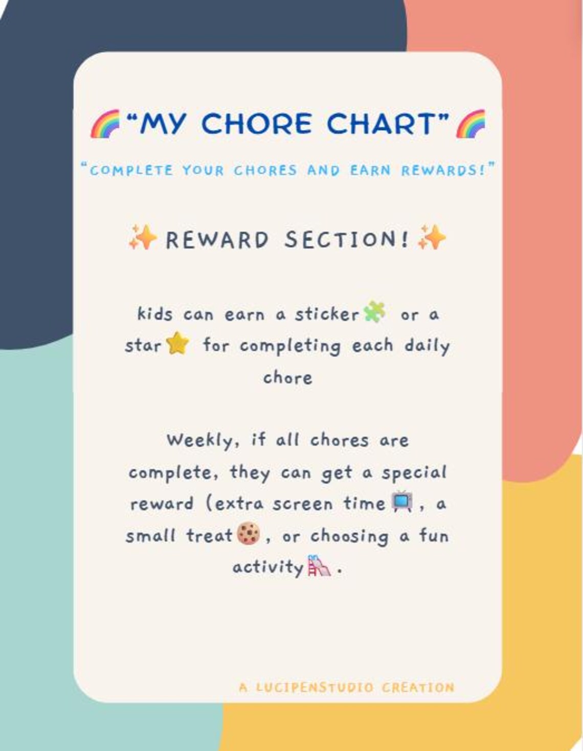 Printable Kids Chore Chart | Daily & Weekly Responsibility Tracker ...