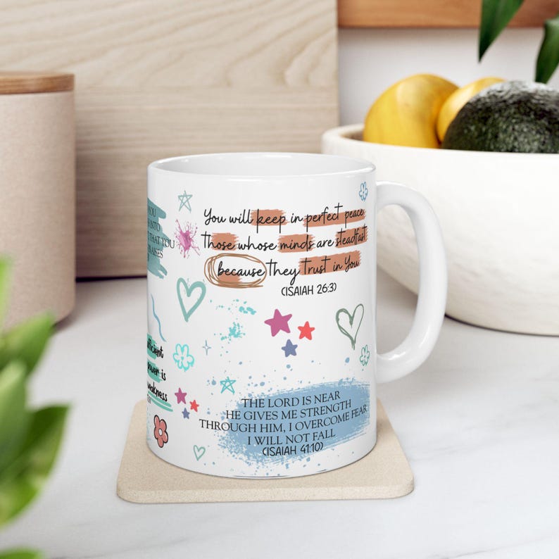 Christian Mug With Bible Verses on Light and Healing, Inspirational ...