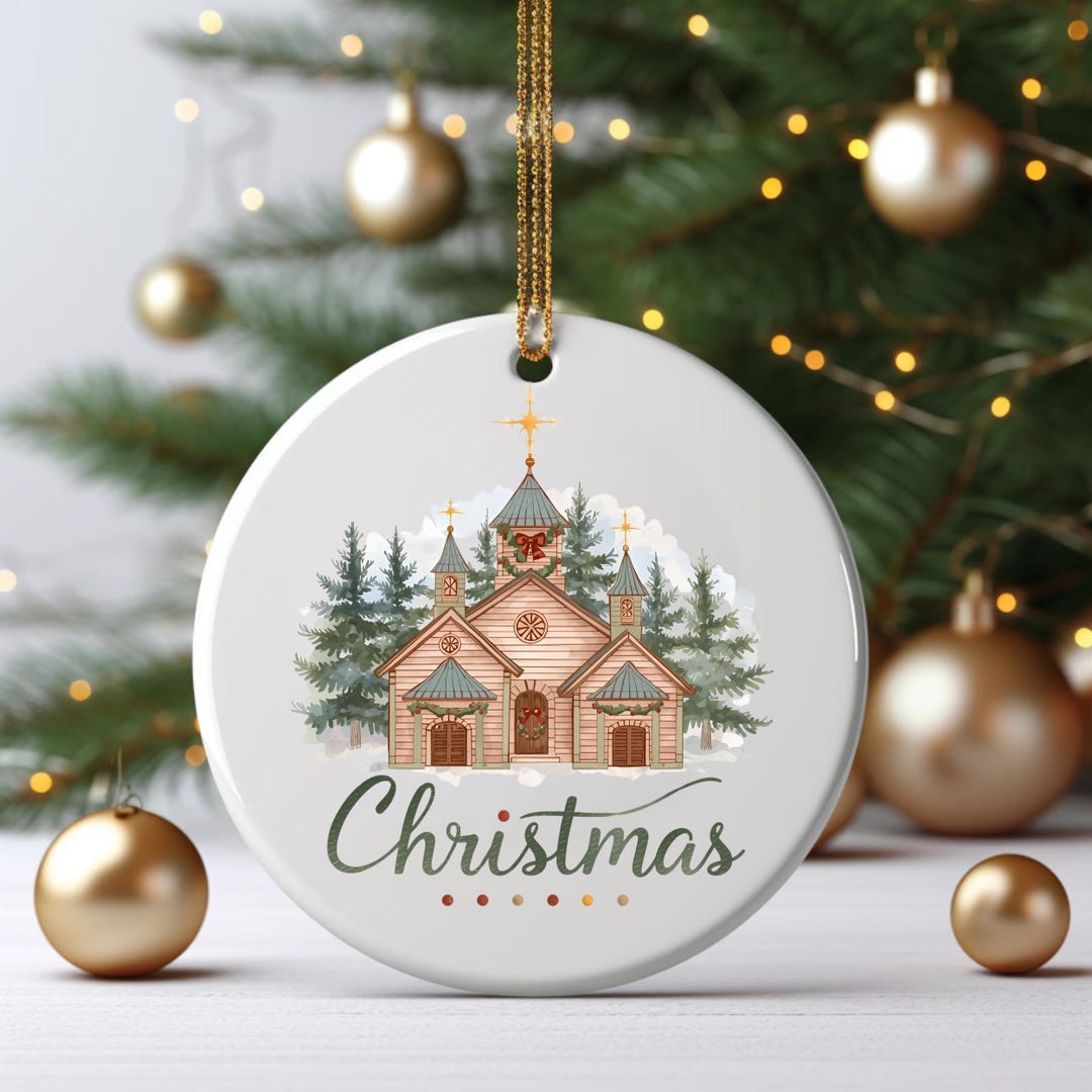 Nativity Christmas Church Ornament | Rustic Holiday Ceramic Decoration ...