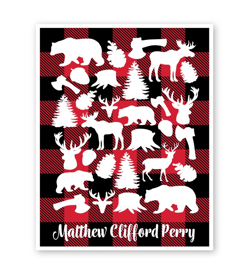 Buffalo Plaid Nursery Deco, Personalized Lumberjack Nursery Wall Art ...