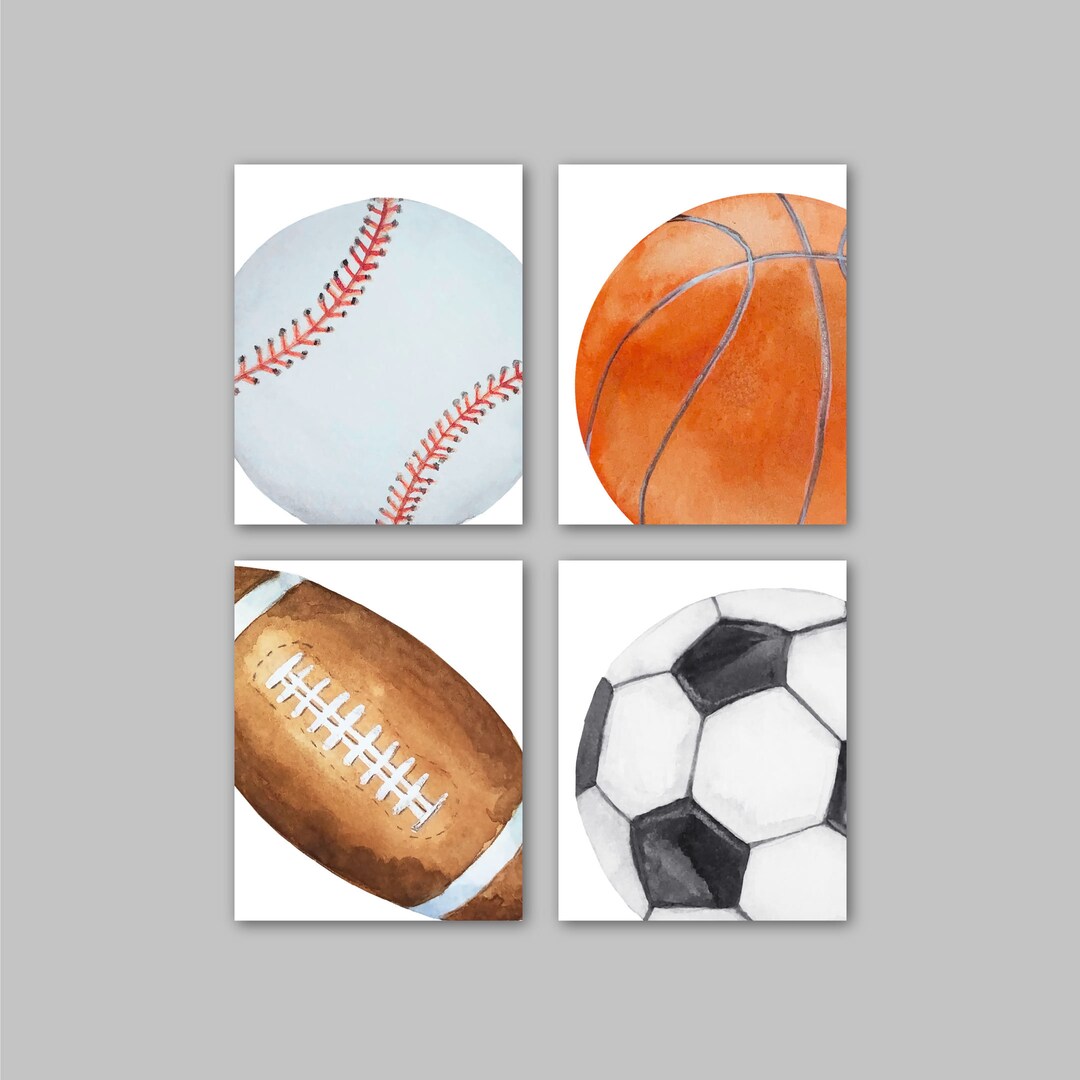 Sports Posters, Sports Balls, Boys Room Decor, Teen Boys Wall Art ...