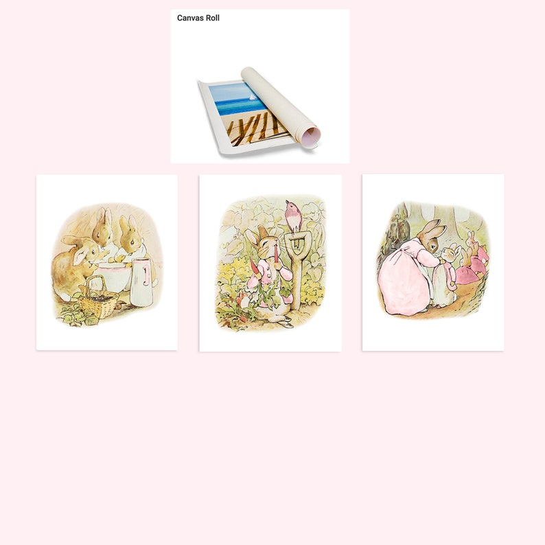 PETER RABBIT Pink Nursery Wall Art for Girls, Peter Rabbit Prints ...