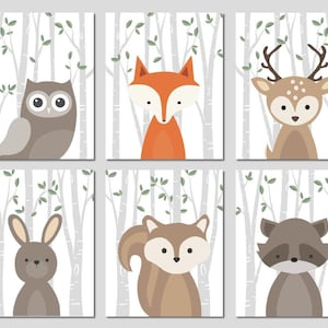Forest Animals Nursery Art Woodland Creatures Wall Decor Baby Animal ...