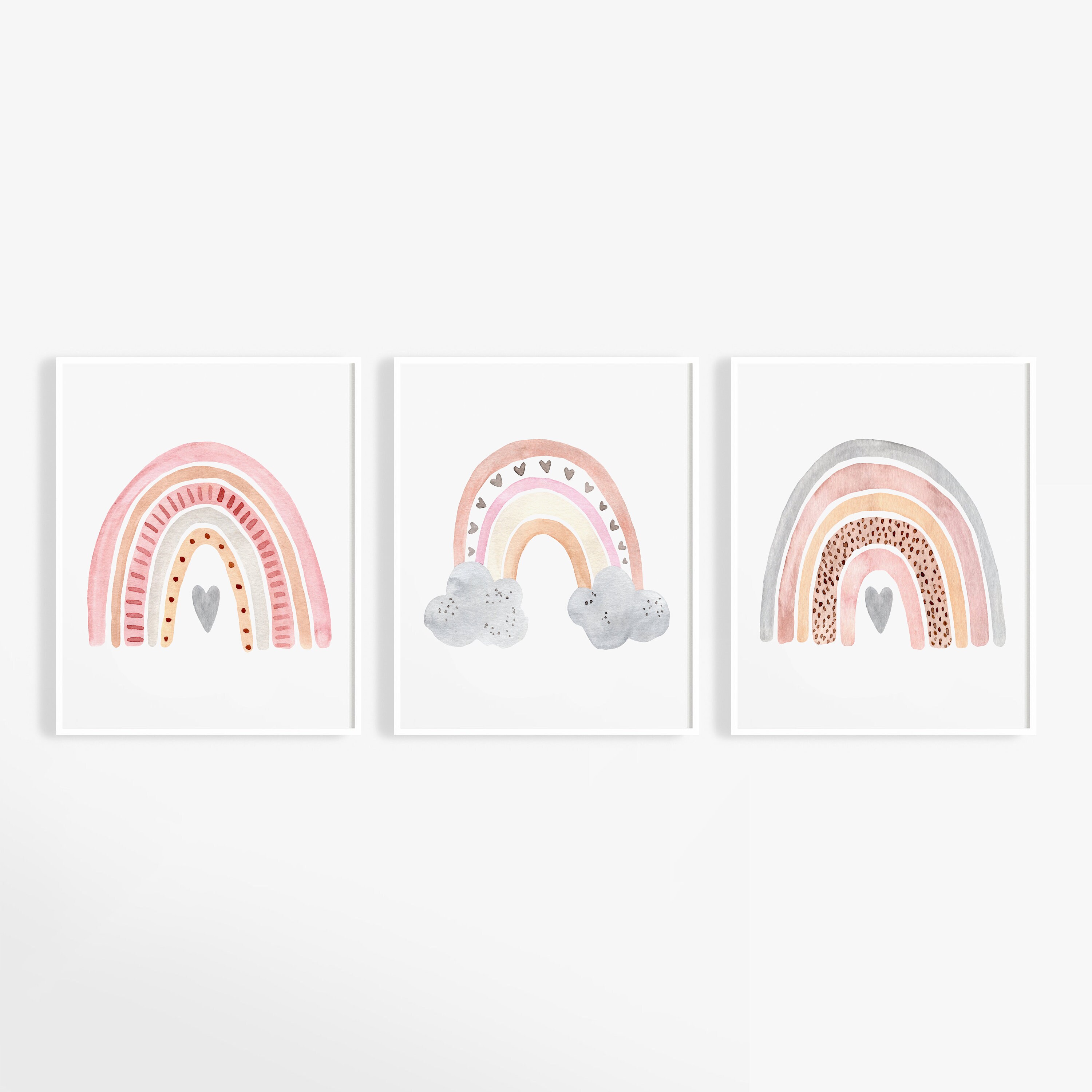 Watercolor Rainbow Wall Art Set of 3 Rainbow Art Prints or - Etsy