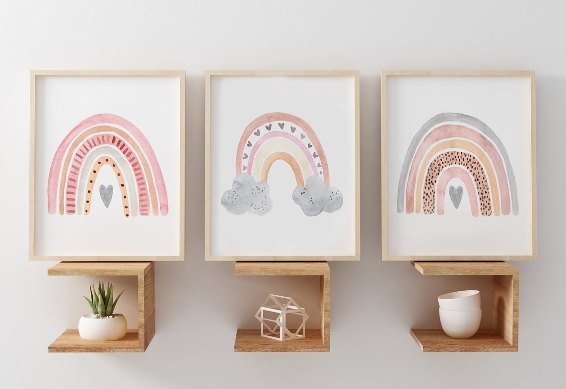 Watercolor Rainbow Printable Wall Art Set of 3 Rainbow Art - Etsy