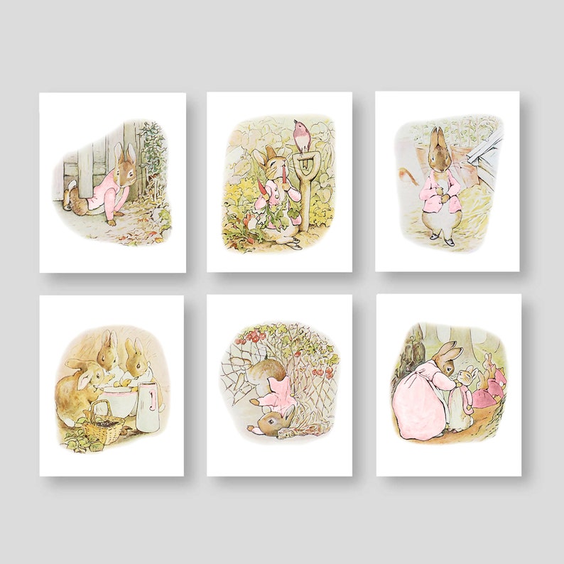 PETER RABBIT Pink Nursery Wall Art Girl Beatrix Potter - Etsy