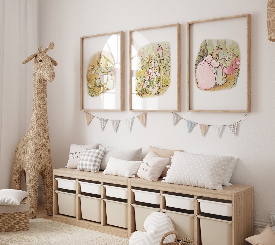 PETER RABBIT Pink Nursery Wall Art for Girls, Peter Rabbit Prints ...