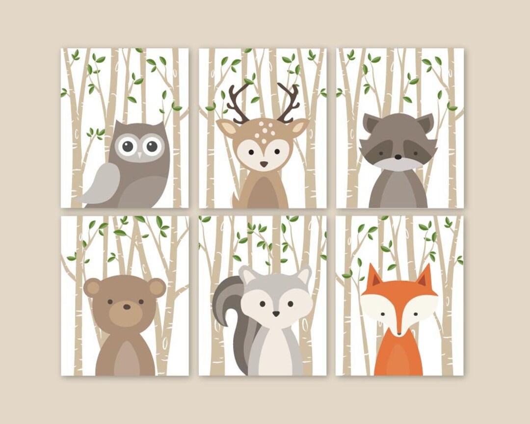 Forest Animals Nursery Art Woodland Nursery Decor Baby Room Wall ...