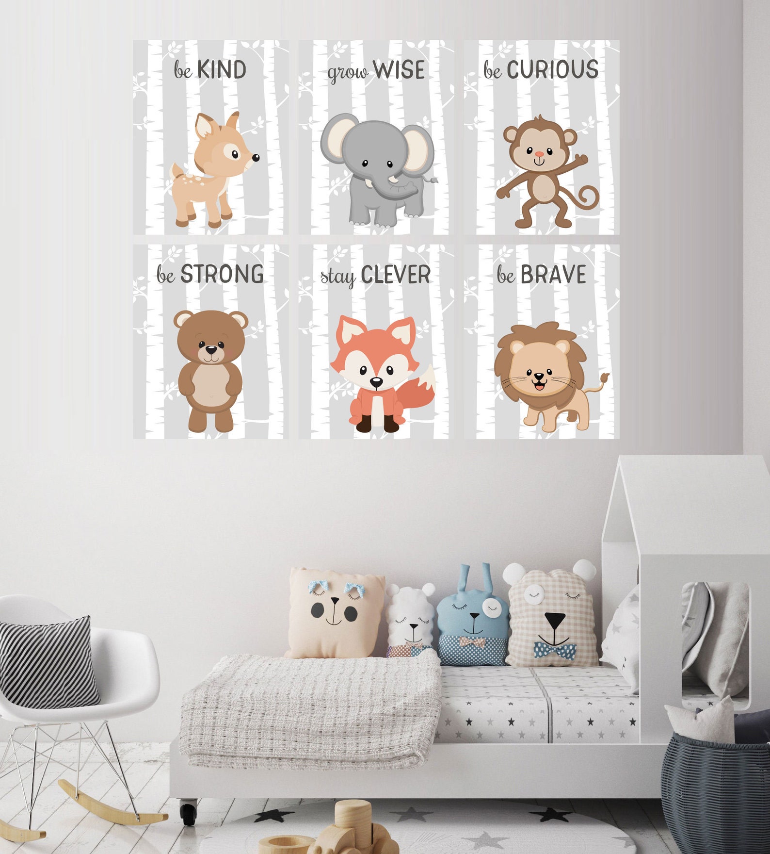 Zoo Animals Nursery Decor Baby Wall Art Woodland Nursery | Etsy