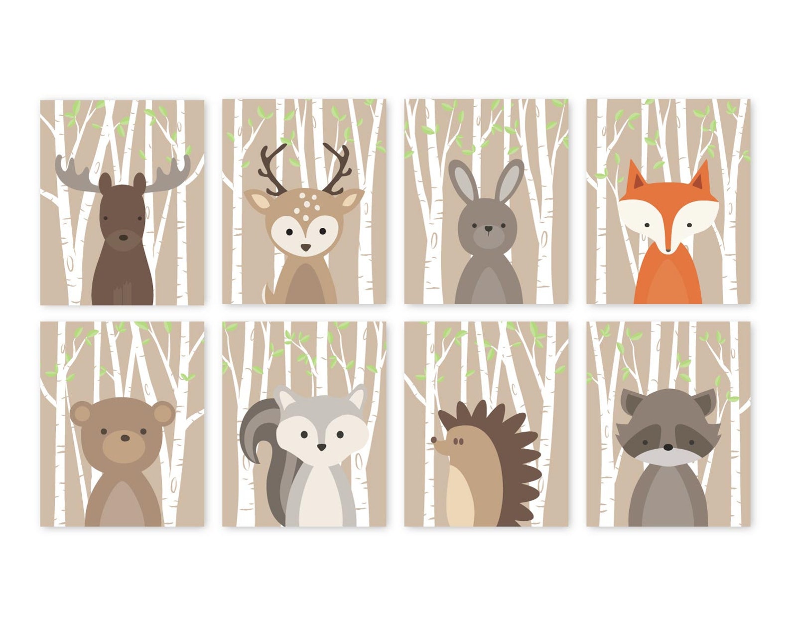 Woodland Nursery Decor Woodland Animals Wall Art Forest - Etsy