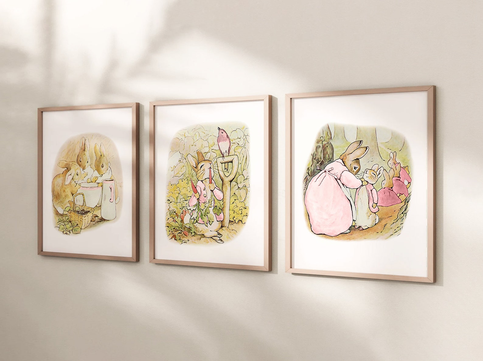 PETER RABBIT Pink Nursery Wall Art for Girls, Peter Rabbit Prints ...