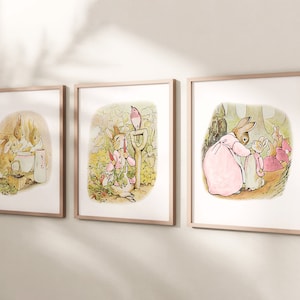 PETER RABBIT Pink Nursery Wall Art for Girls, Peter Rabbit Prints ...