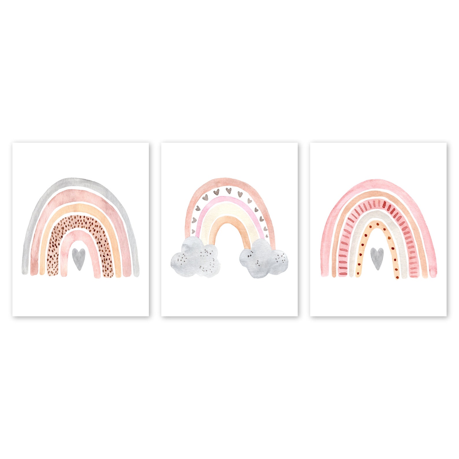 Watercolor Rainbow Wall Art Minimalist Art Print Set 3 Prints | Etsy