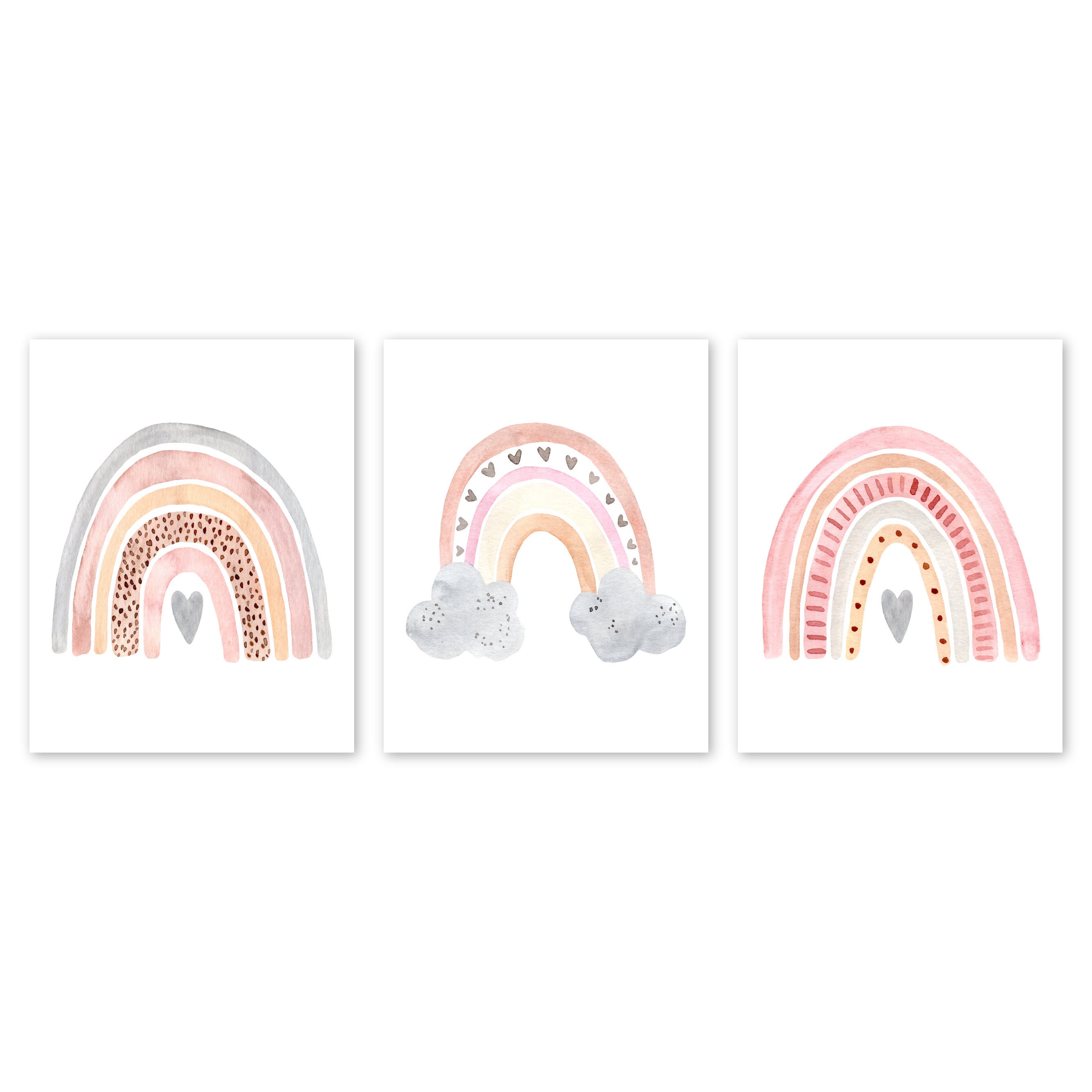 Watercolor Rainbow Wall Art Minimalist Art Print Set 3 Prints | Etsy