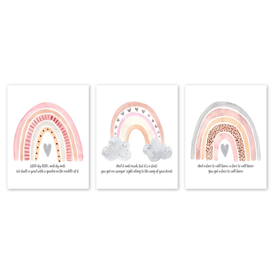 Watercolor Rainbow Wall Art With Quotes Art Print Set 3 | Etsy