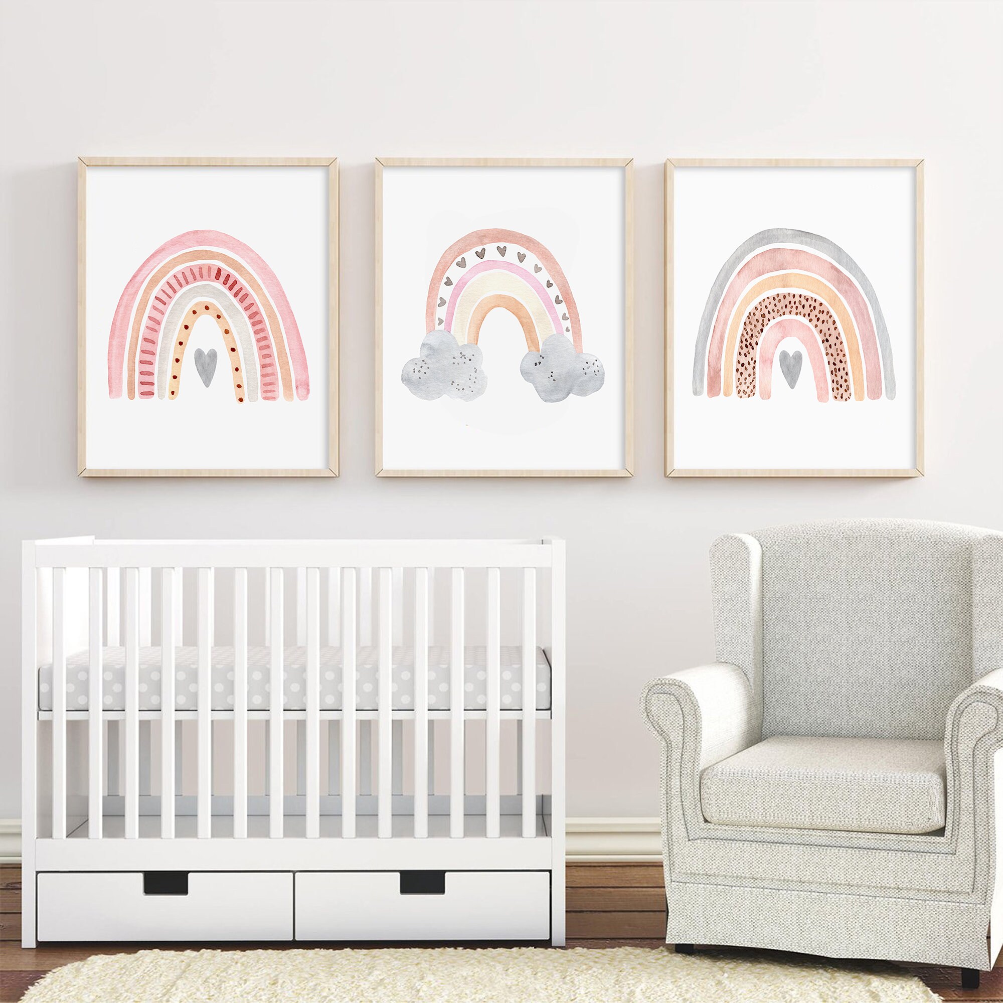 Watercolor Rainbow Printable Wall Art Set of 3 Rainbow Art - Etsy