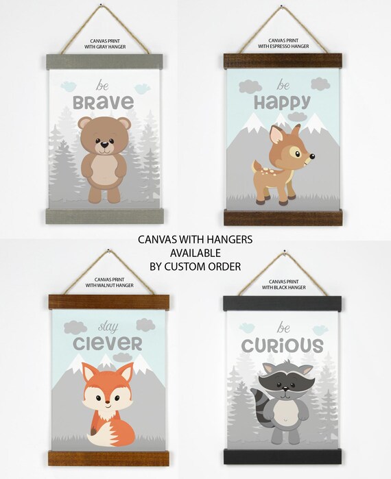 Woodland Creatures Quotes 4 Pieces Woodland Animal Wall Art Room