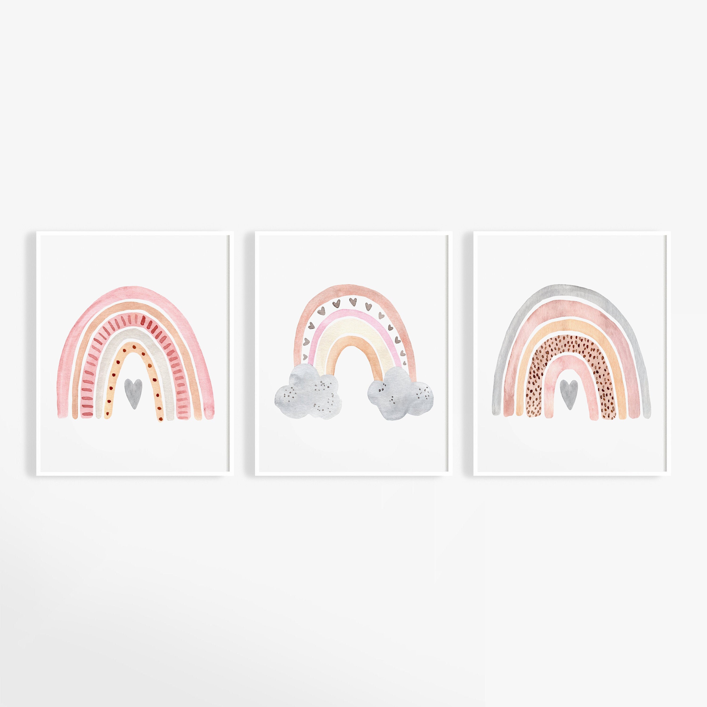 Watercolor Rainbow Wall Art Minimalist Art Print Set 3 Prints | Etsy