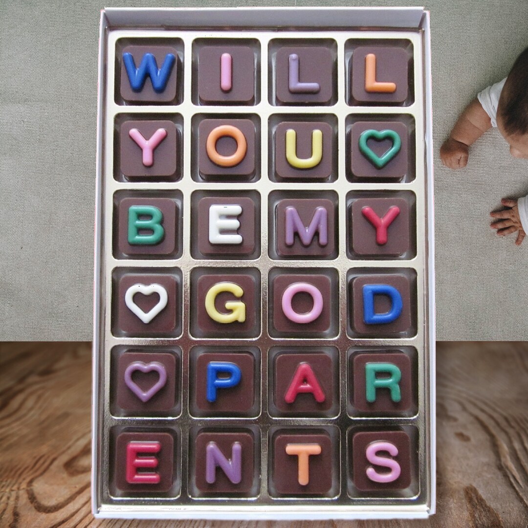 Chocolate Message Will You Be My Godparents Proposal Gift for - Etsy