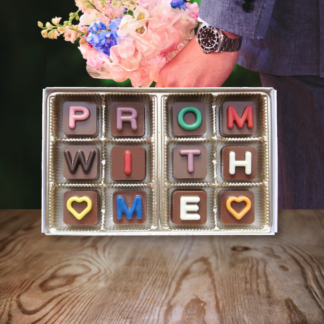 Prom Proposal Gift for Her Chocolate Says Prom With Me Gifts - Etsy