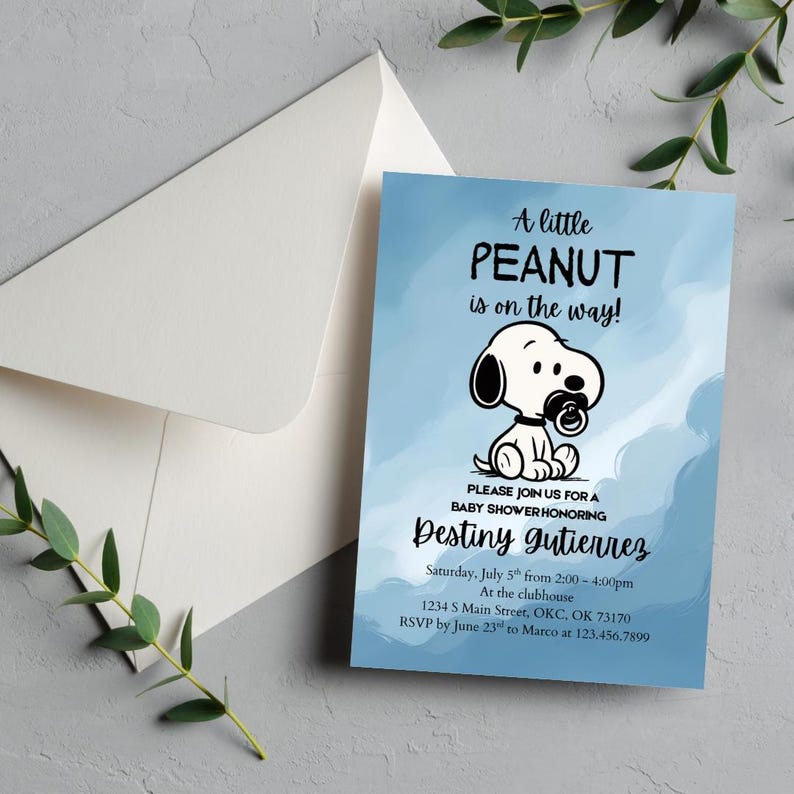 Peanuts | A Little Peanut is on the Way! – Editable Baby Shower ...