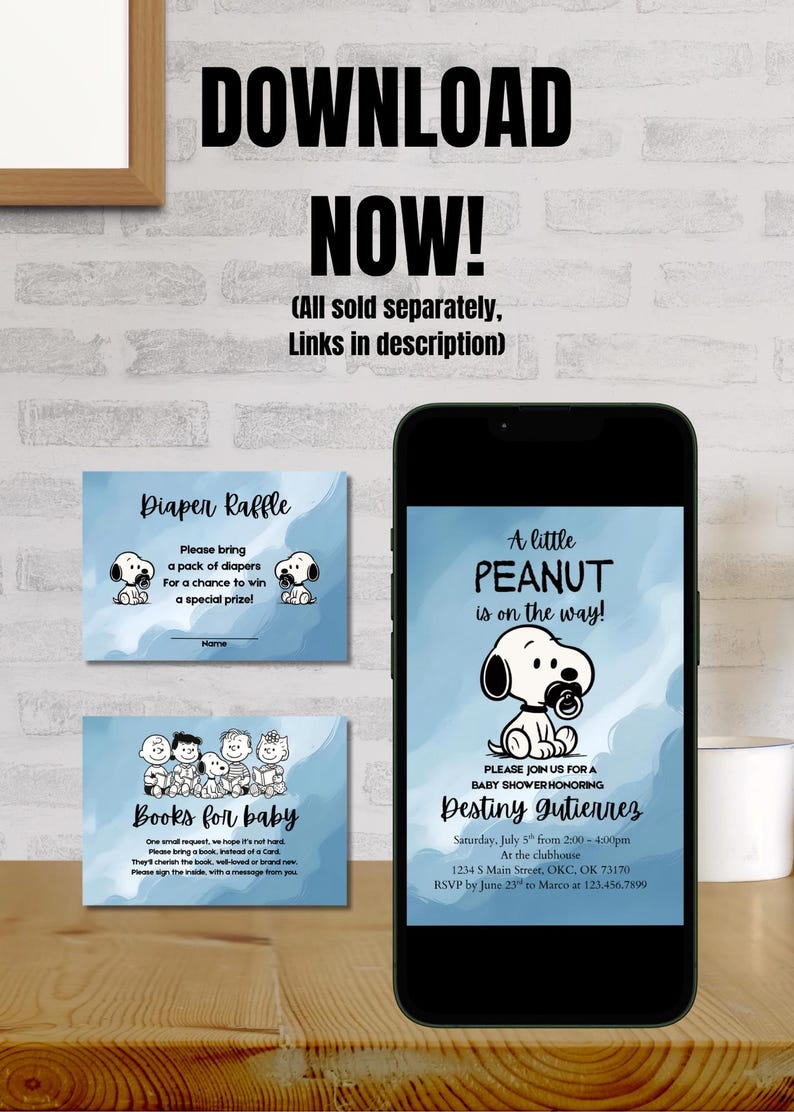 Peanuts | A Little Peanut is on the Way! – Editable Baby Shower ...