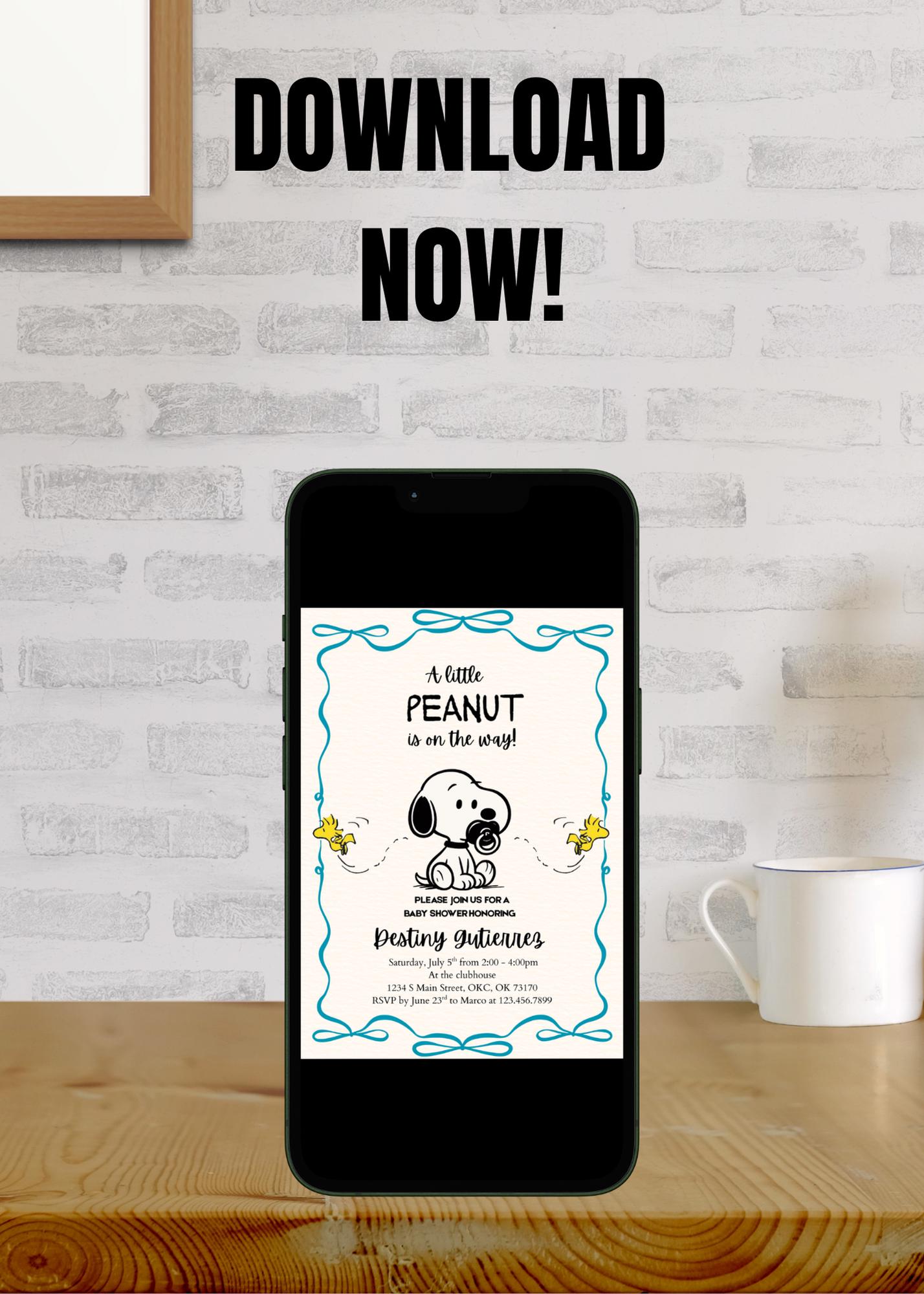 Peanuts | A Little Peanut is on the Way! – Editable Baby Shower ...