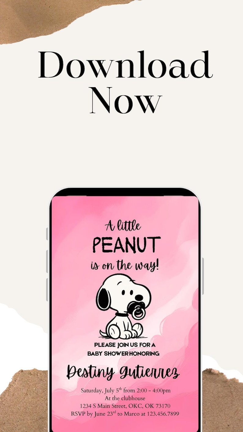 Peanuts | A Little Peanut is on the Way! – Editable Baby Shower ...