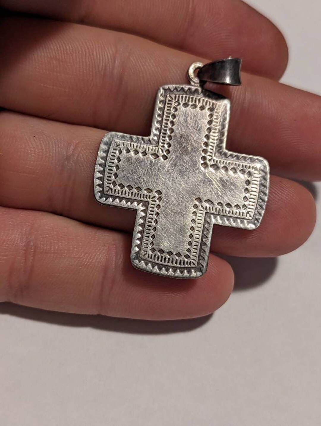 Large Sterling Silver Vintage Cross Pendant - Etsy