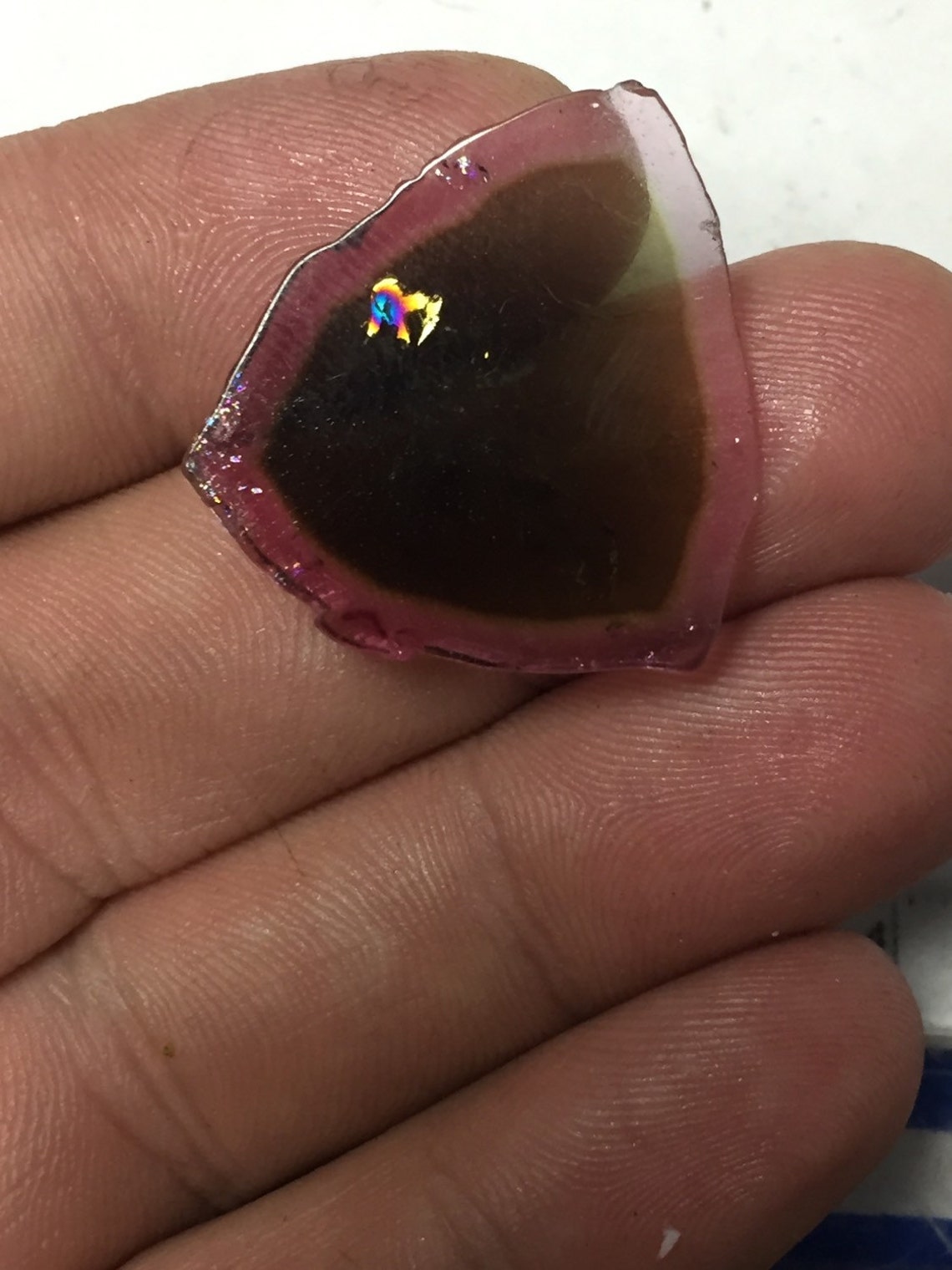 25ct Reverse Watermelon Tourmaline Slice Old Stock Brazil - Etsy