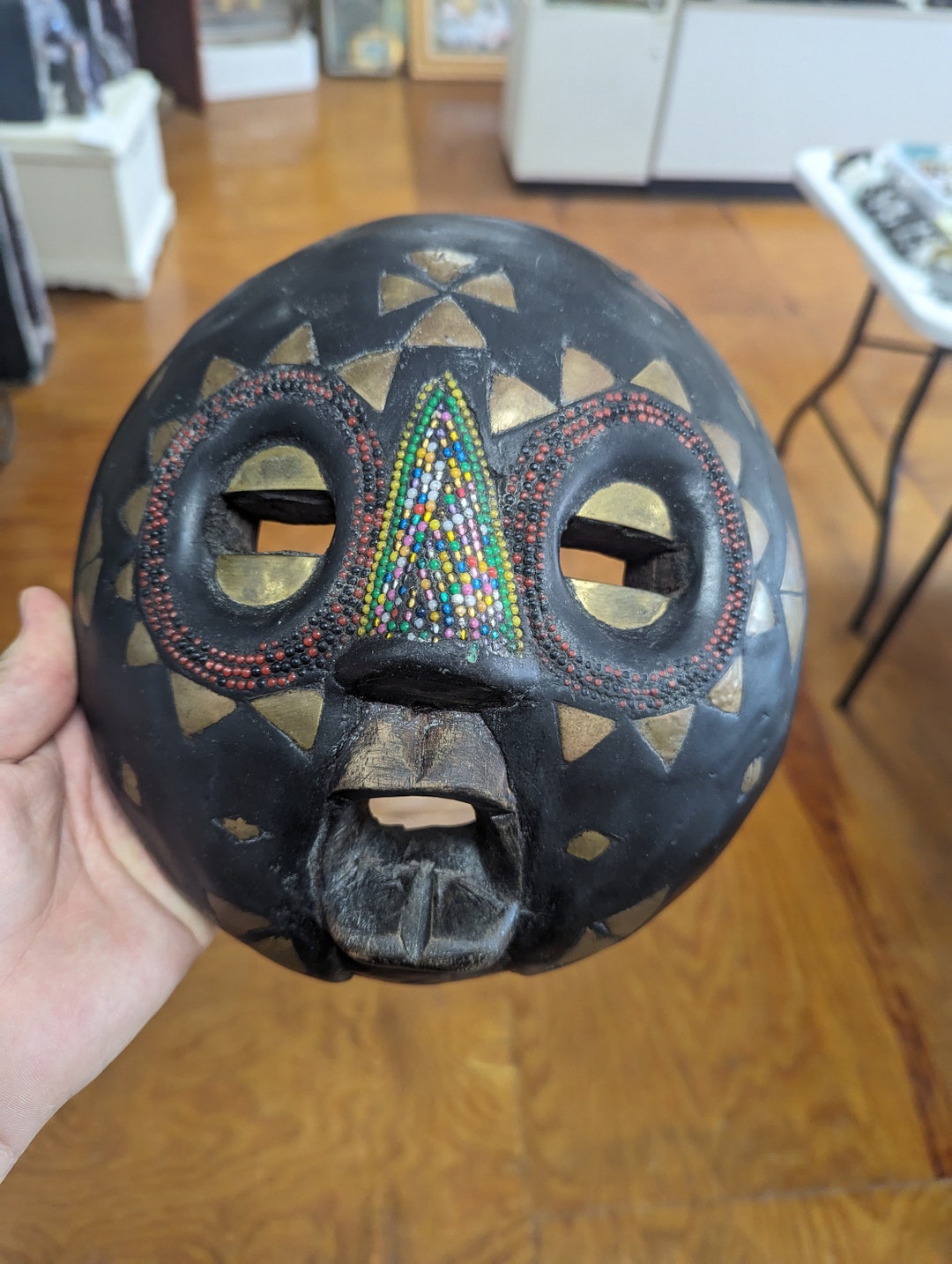 Vintage Tribal African Ashanti Baluba Moon Mask. Real Wooden Mask Decor ...