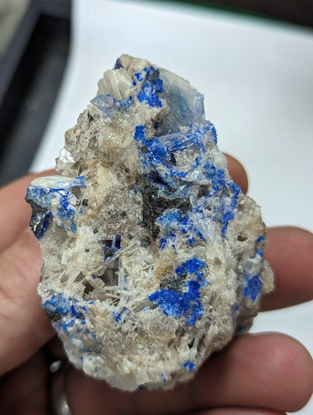 Linarite on Barite Crystal Cluster - Etsy