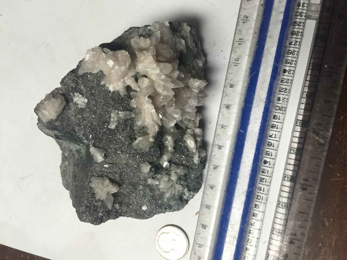Big Fluorescent Calcite Crystals W Chlorite Ball on Matrix Moncure NC ...