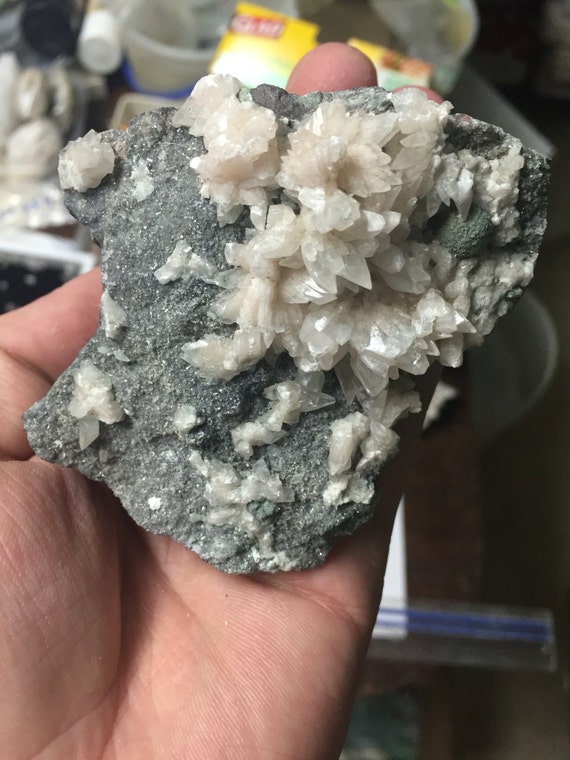 Big Fluorescent Calcite Crystals W Chlorite Ball on Matrix | Etsy